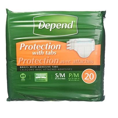Depend Protection Brief With 4 Tabs Small/medium 19" - 34" Part No ...