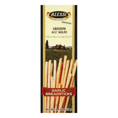Alessi Breadsticks - Garlic - Case Of 12 - 4.4 Oz.