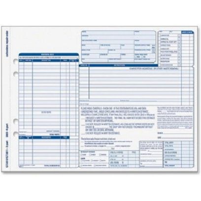 Tops Auto Repair Four-part Order Form, 8 1/2 X 11, Four-part Carbonless ...