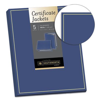 Southworth Certificate Jacket, Navy/gold Border, Felt, 88lb Stock, 12 X ...