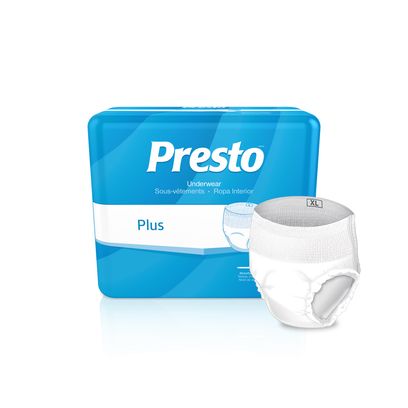 Presto Classic Underwear, Plus Absorbency, X-large, 58"-68" Part No ...